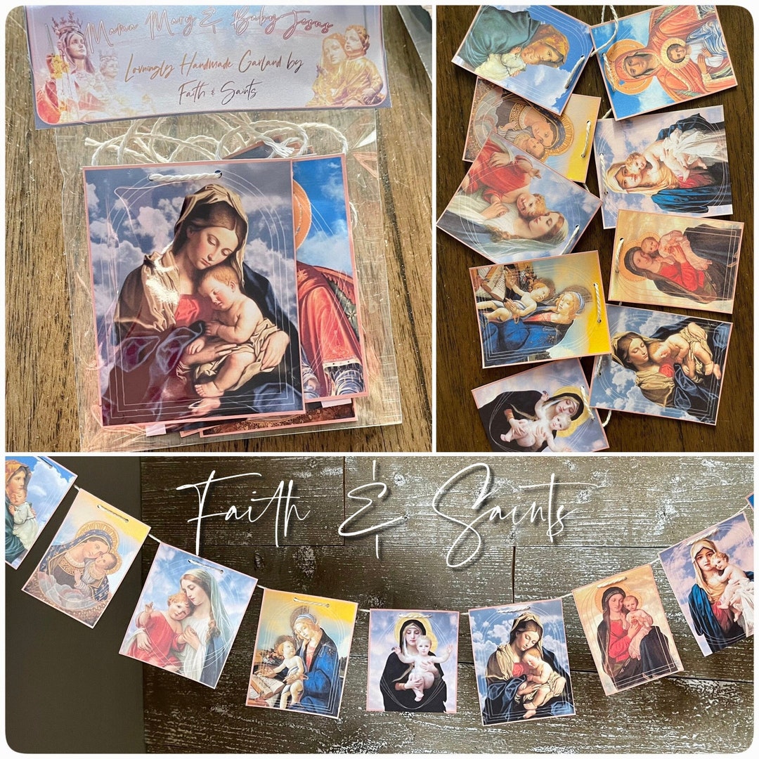 Mama Mary and Baby Jesus Garland Handmade Banner - Etsy