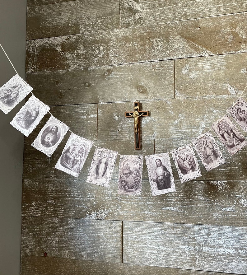 Holy Cards Garland Vintage Style Completely Handmade - Etsy