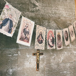 Large Holy Cards Garland Handmade Vintage Style - Etsy
