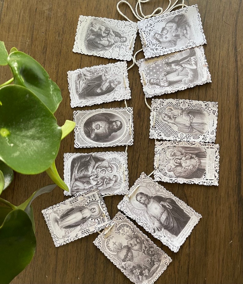 Holy Cards Garland Vintage Style Completely Handmade - Etsy