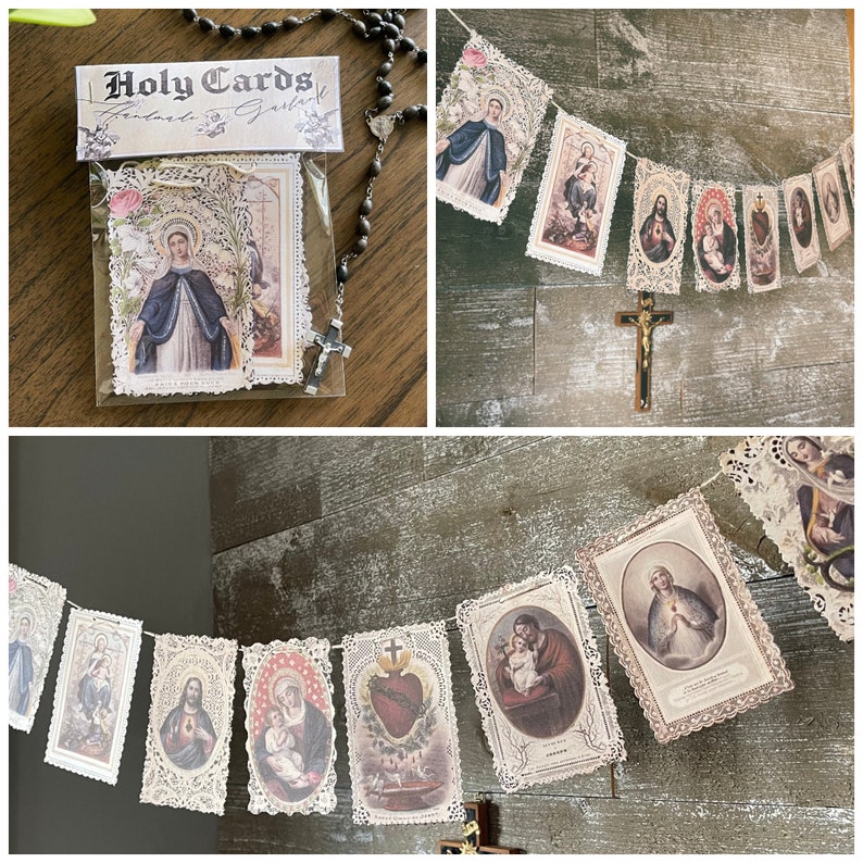 Large Holy Cards Garland Handmade Vintage Style - Etsy