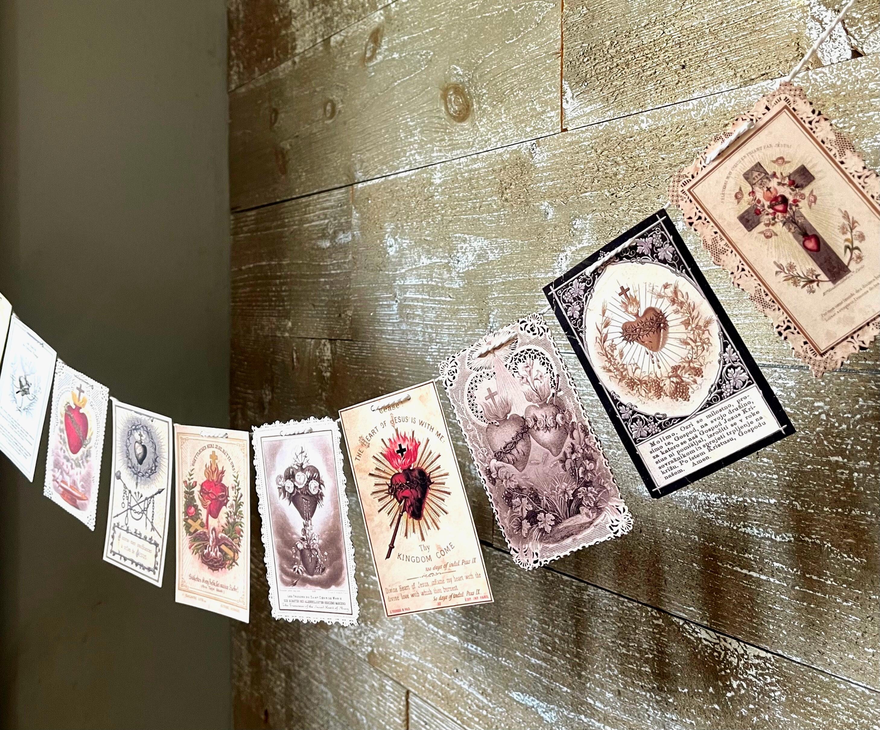 Sacred Heart of Jesus Garland - Vintage Style Holy Cards, Handmade - Etsy