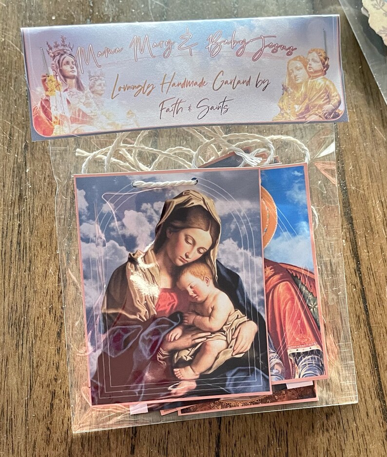 Guirnalda de Mamá María y el Niño Jesús Pancarta hecha a - Etsy México