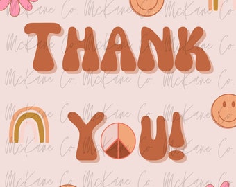 Two Groovy Thank You Tag Groovy Birthday Favor Tag Thank You - Etsy