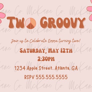 Two Groovy Birthday Party Invitation - Etsy