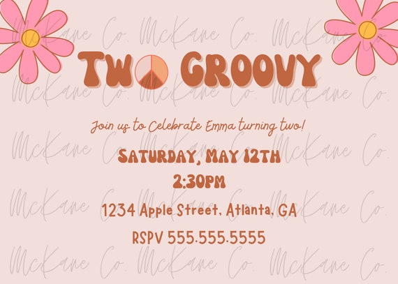 Two Groovy Birthday Party Invitation - Etsy