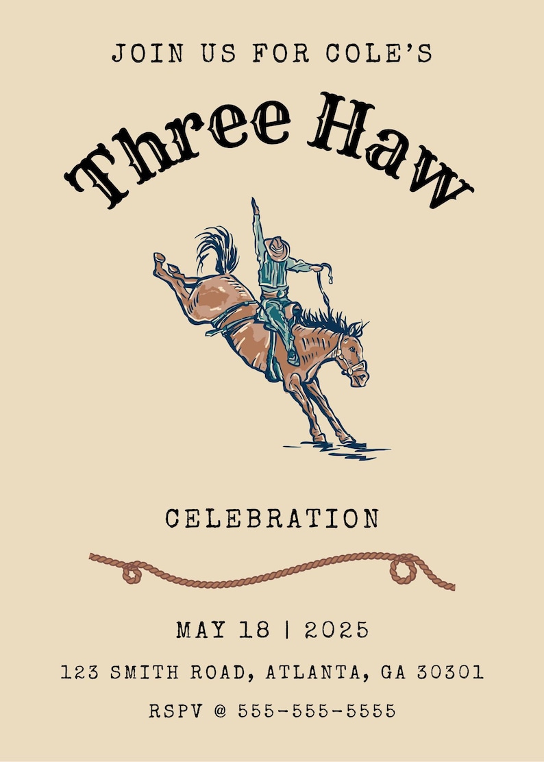 Three Haw Birthday Party Invitation - Etsy