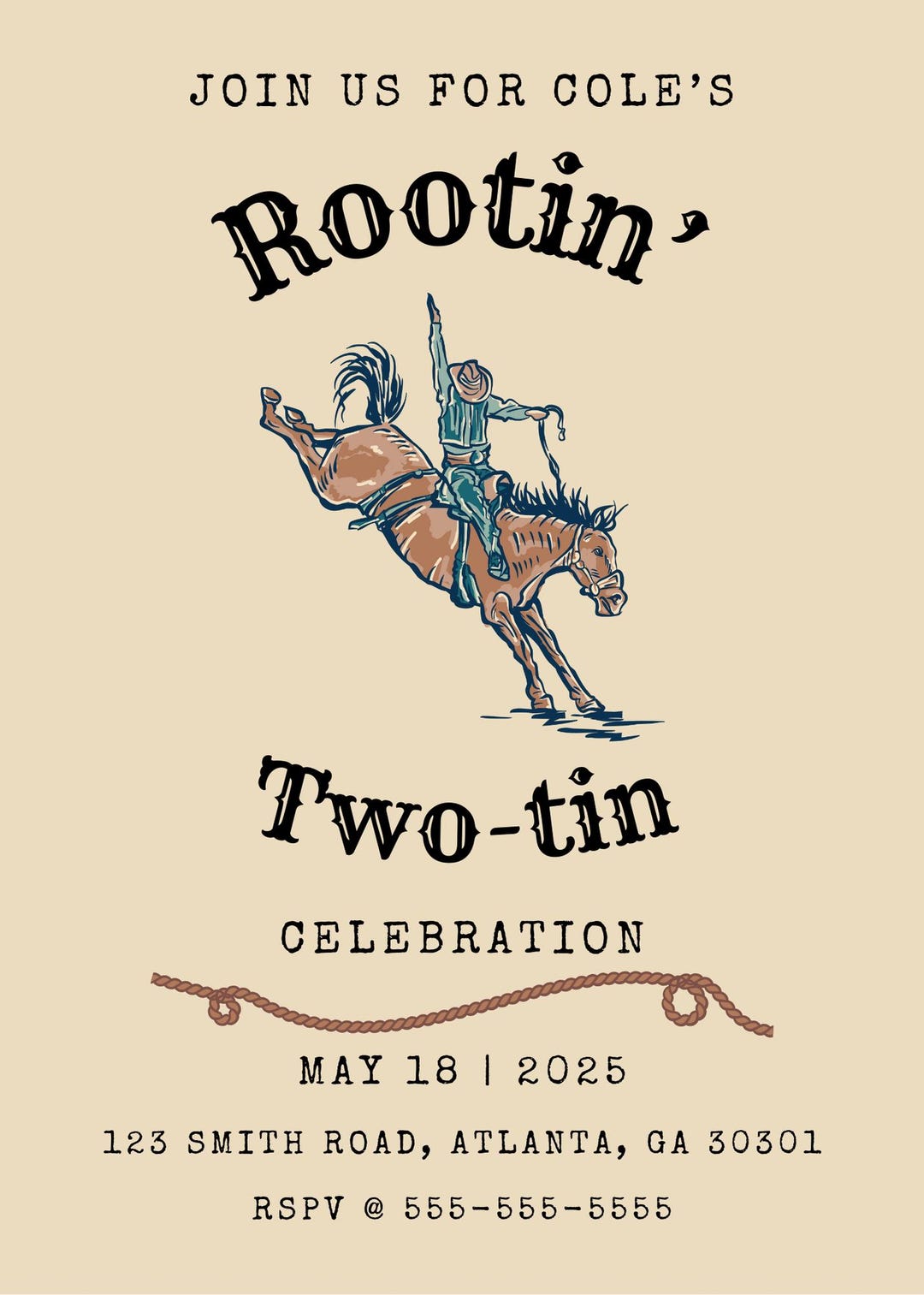 Rootin' Two-tin Birthday Party Invitation - Etsy