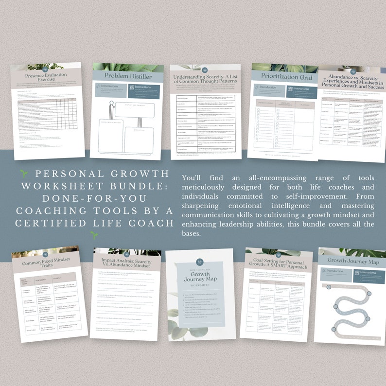 Personal Growth Worksheet Bundle, Coaching Canva Templates (digital ...