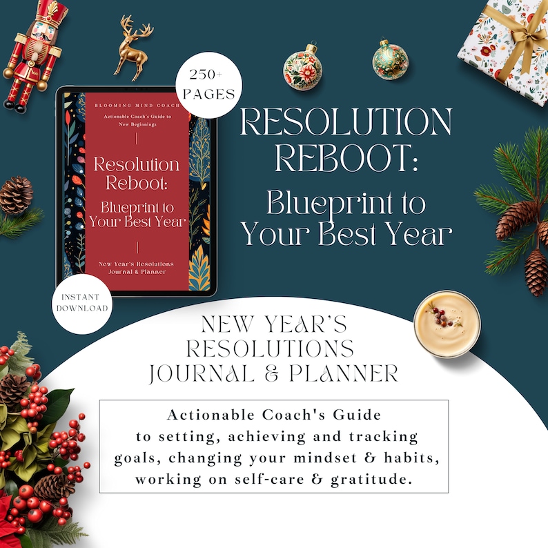 New Year's Resolutions Journal & Planner, Goal Setting, Gratitude, Self ...