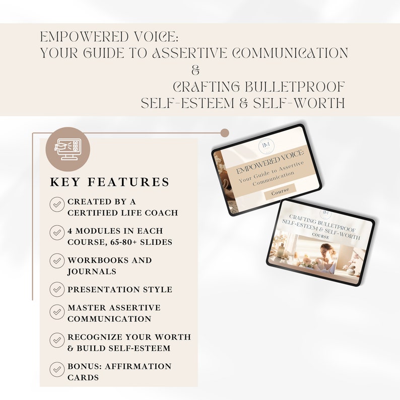 Self Esteem, Self-worth & Assertive Communication Coaching Course Bundle, Workbooks, Journals ...