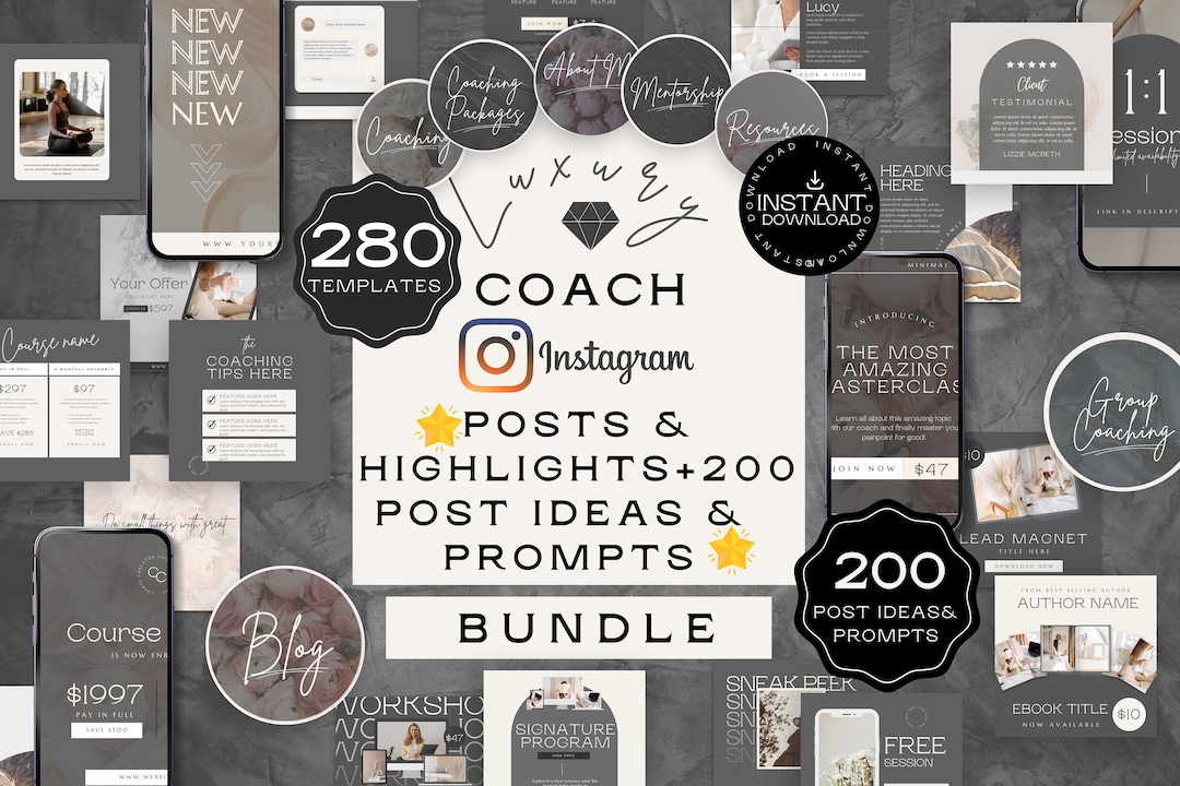 Luxury Life Coach Social Media Post, 280 Coach Instagram Canva ...