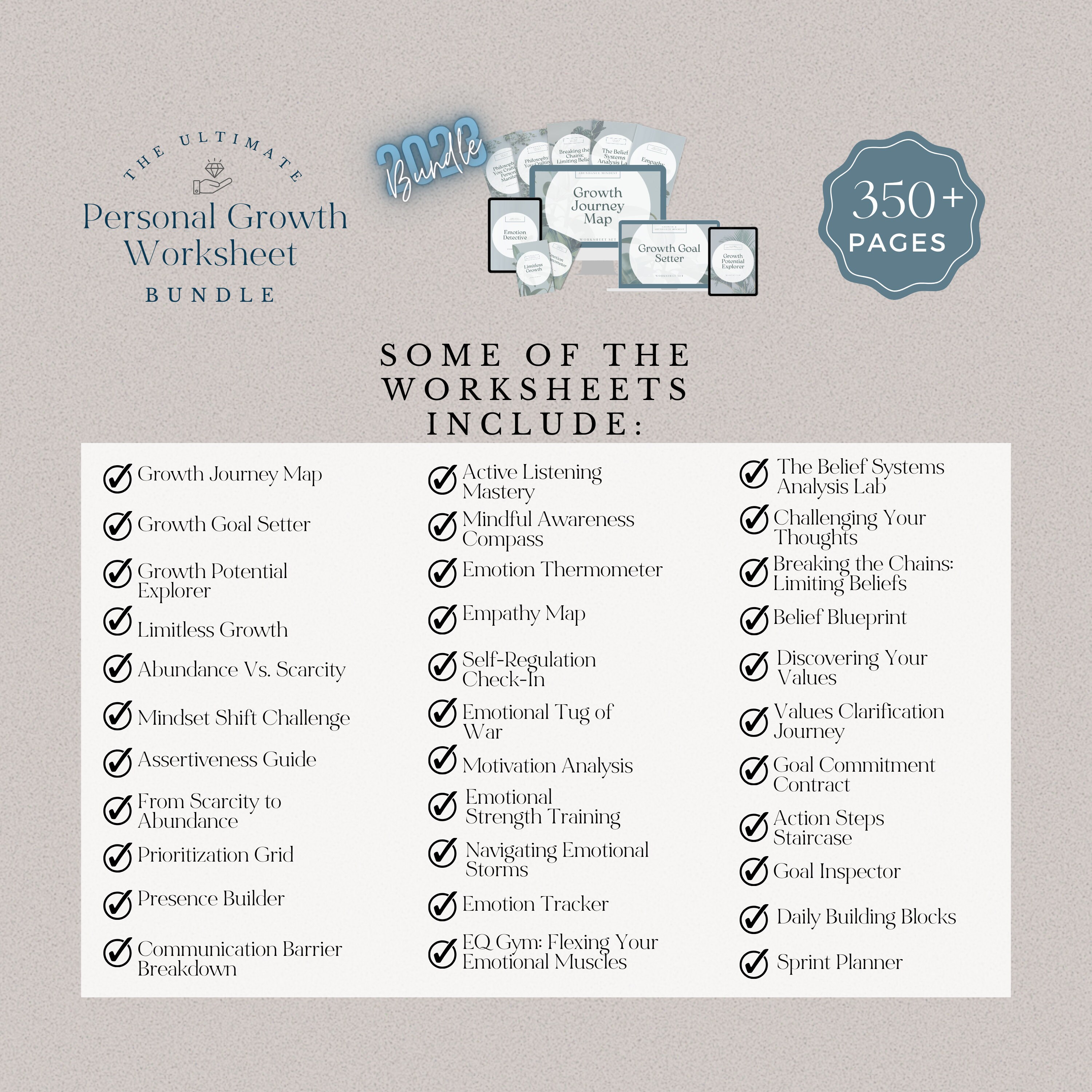 Personal Growth Worksheet Bundle, Coaching Canva Templates (digital ...