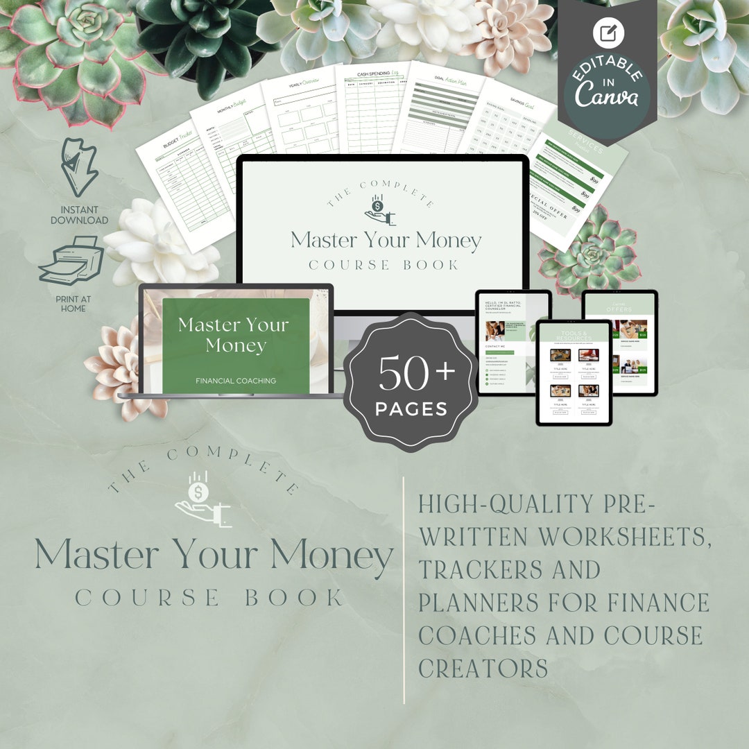 Printable Finance Planner Course Book Canva Template, Monthly Budget ...