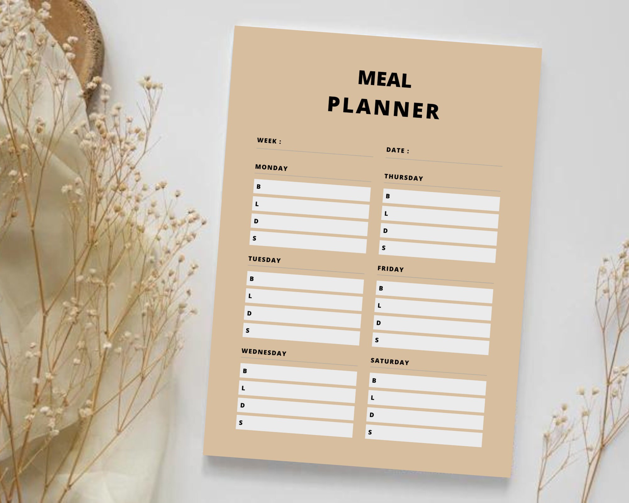 Minimalist Meal Planner, Meal Planner, Printable Meal Planner ,digital ...