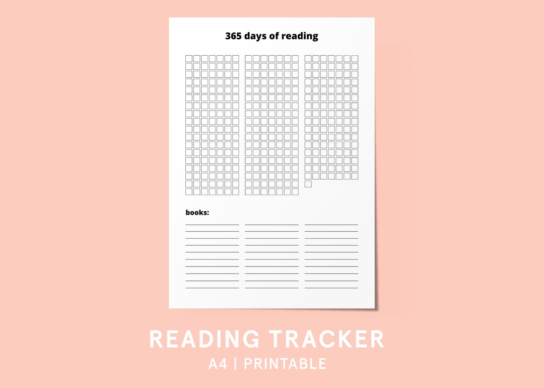A4 Printable Reading Tracker, Daily Reading, 365 Days Reading Tracker ...
