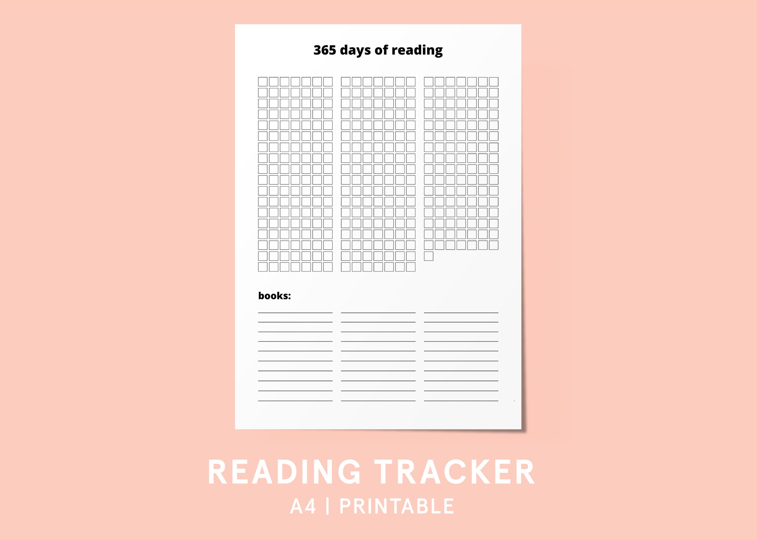 A4 Printable Reading Tracker, Daily Reading, 365 Days Reading Tracker ...