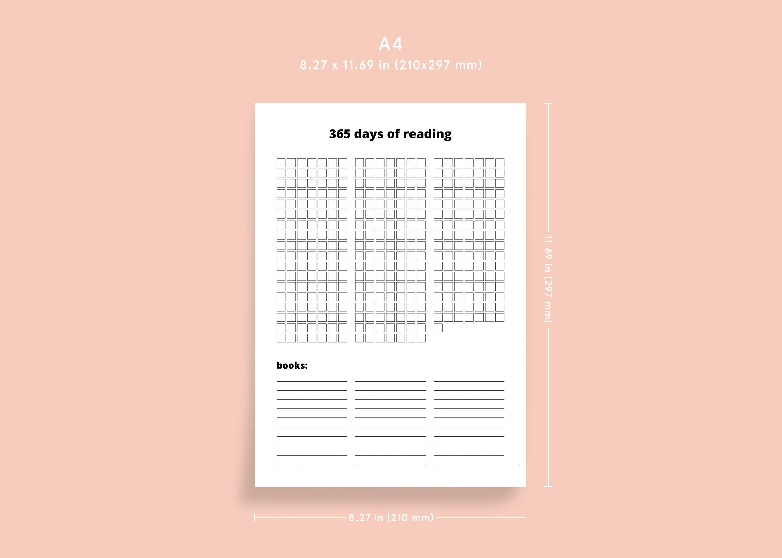 A4 Printable Reading Tracker, Daily Reading, 365 Days Reading Tracker ...