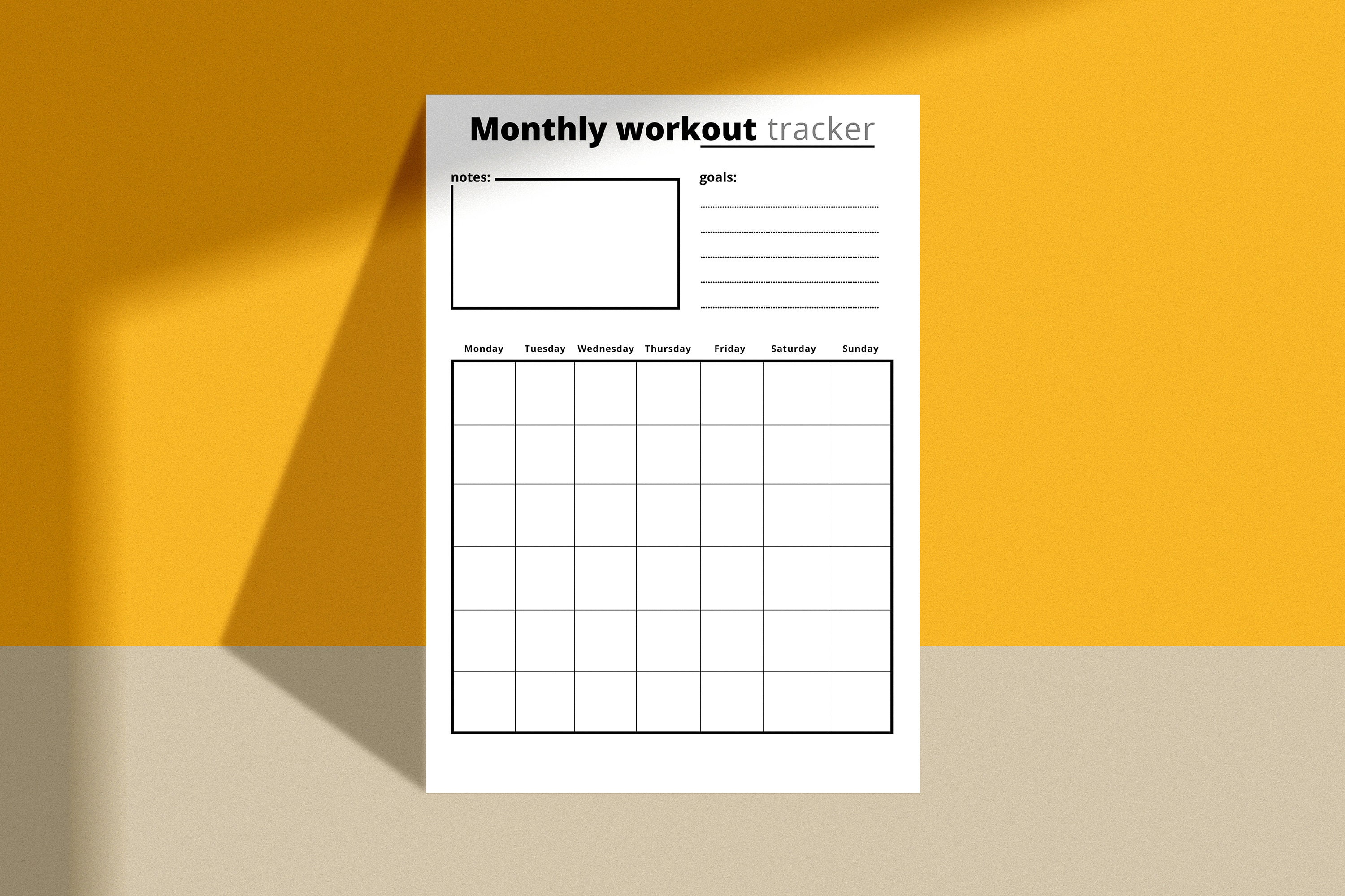 Printable Workout Tracker for a Month Digital Download PDF - Etsy