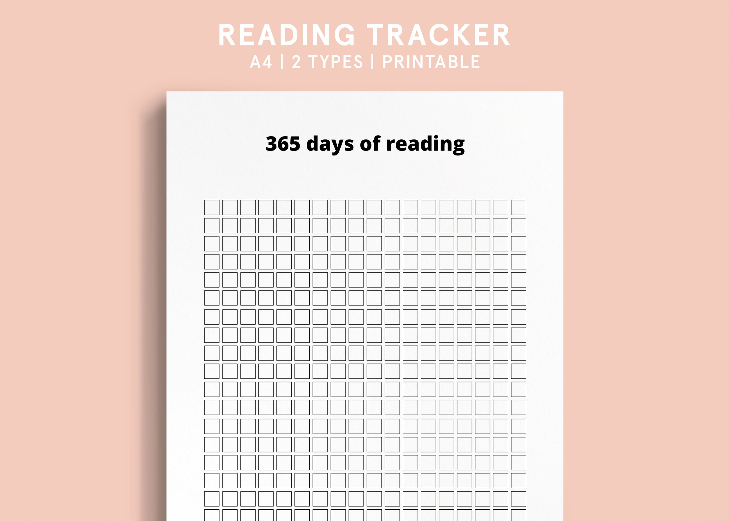 A4 Printable Reading Tracker, Daily Reading, 365 Days Reading Tracker ...