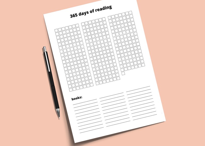 A4 Printable Reading Tracker, Daily Reading, 365 Days Reading Tracker ...