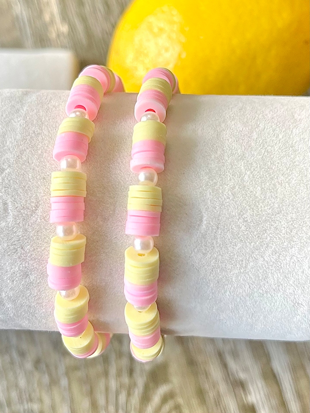 NEW!!! Heishi Bracelet | Pink Lemonade | Clay Bead Bracelet | Summer ...