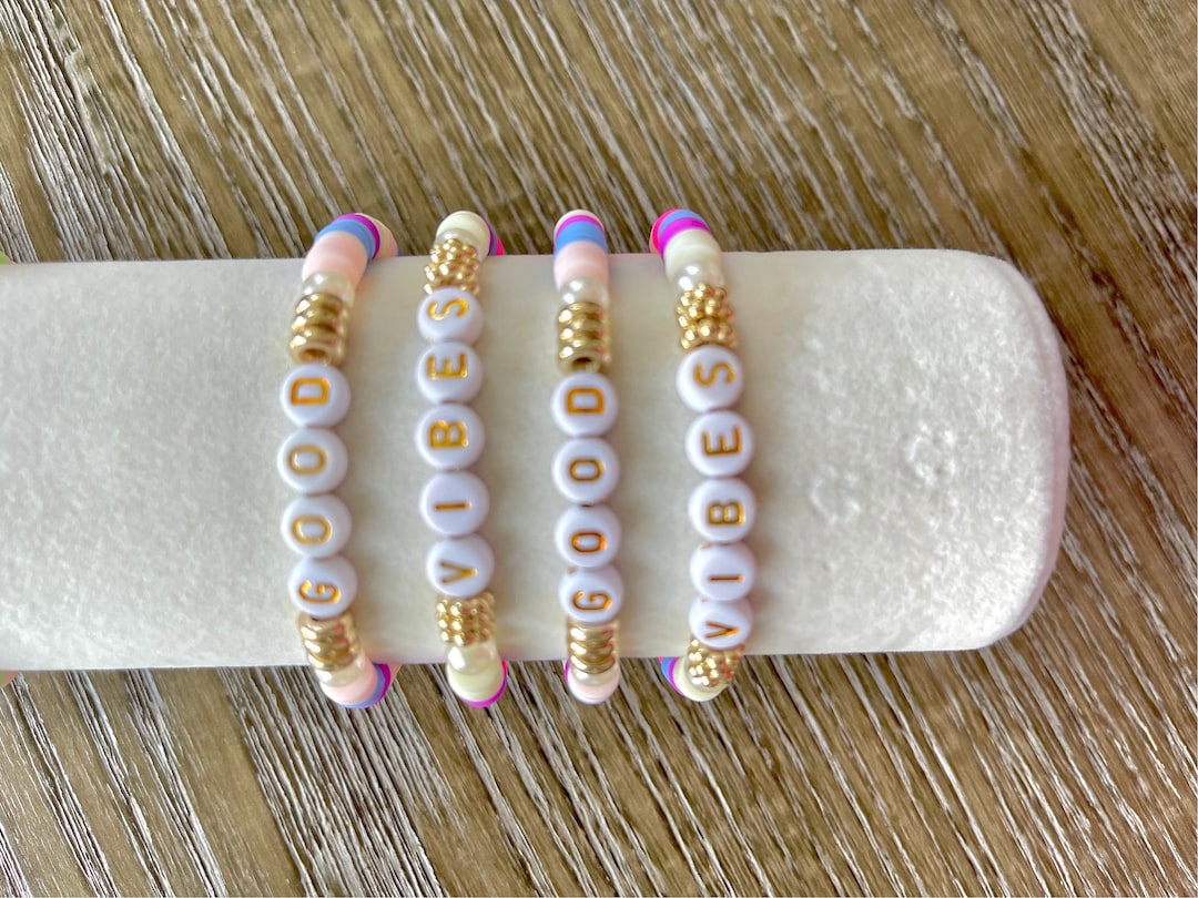 NEW!!! Heishi Bracelet | Good Vibes | Color | Clay Bead Bracelet ...