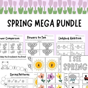 Spring Mega Bundle, Math Worksheets, Preschool Worksheets, Kindergarten ...