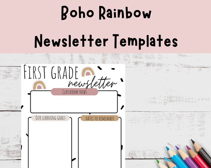 Boho Rainbow Editable Classroom Newsletter Digital Download - Etsy