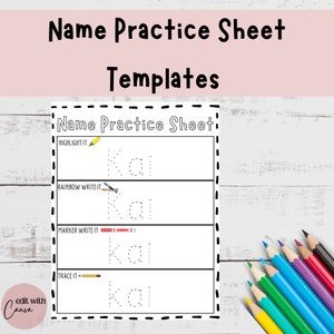 Custom Name Writing Practice Worksheet for Kids, Digital Handwriting ...