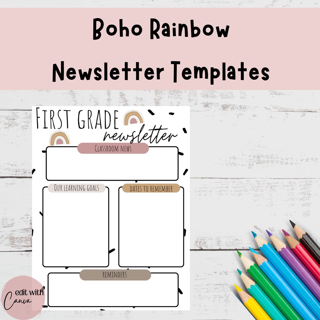 Boho Rainbow Editable Classroom Newsletter Digital Download - Etsy