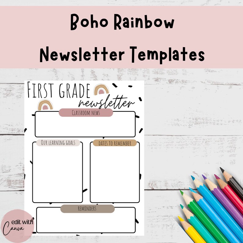 Boho Rainbow Editable Classroom Newsletter Digital Download - Etsy