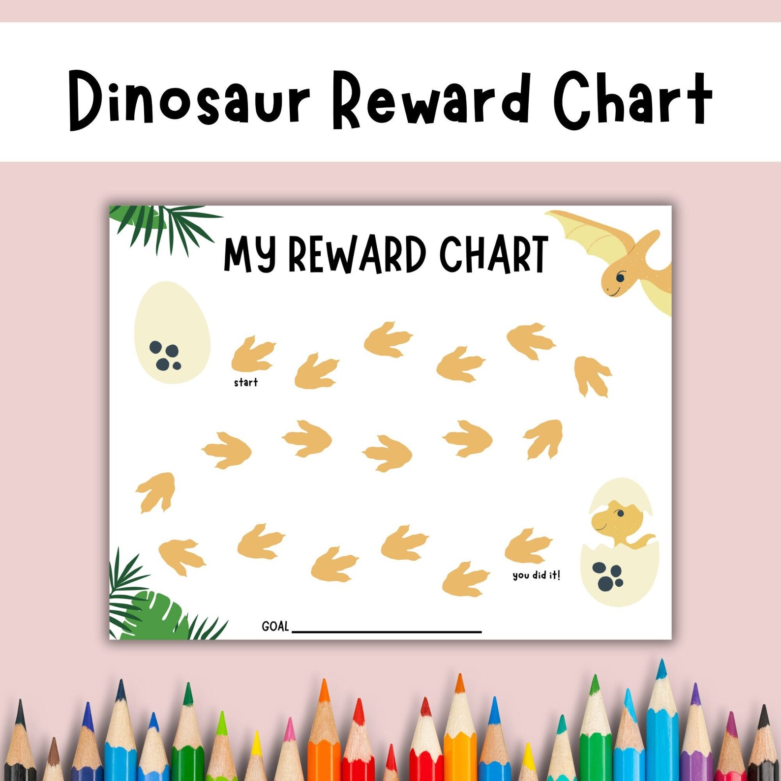 Dinosaur Printable Reward Chart for Kids and Toddlers, Behavior Tracker ...