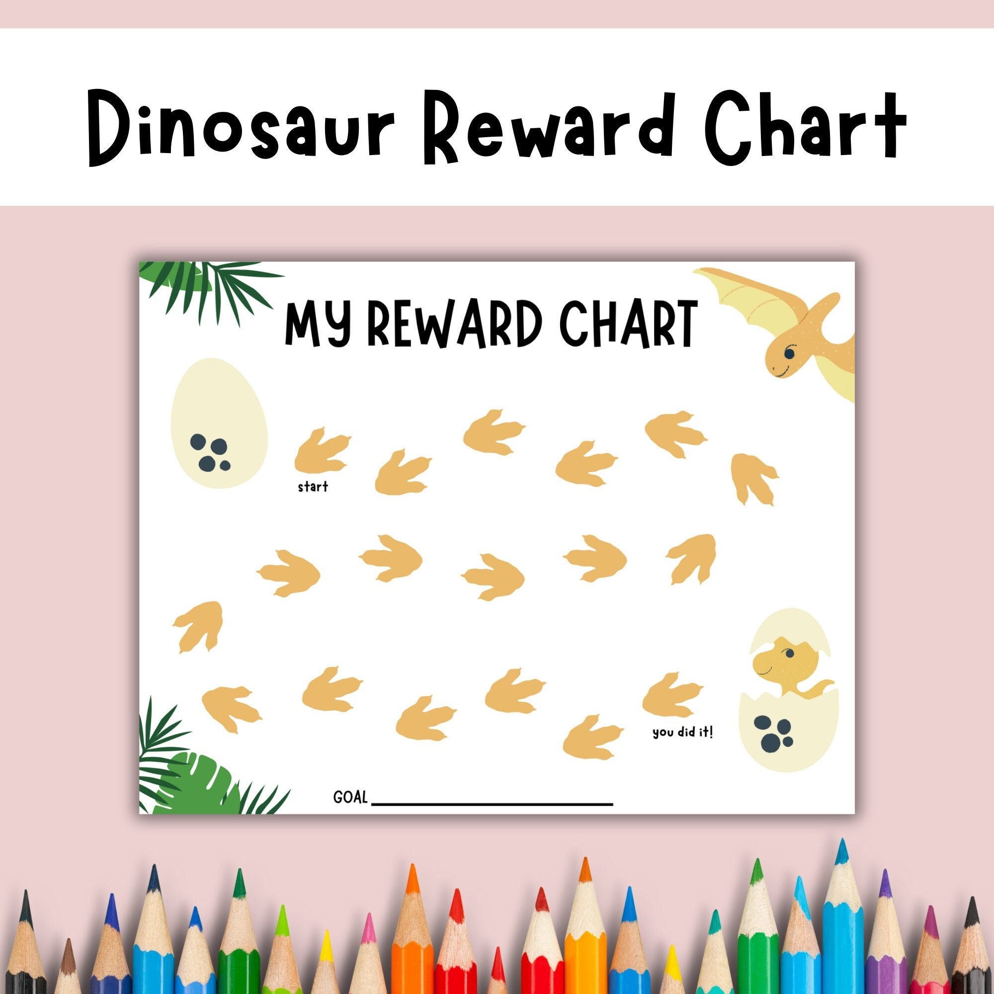 Dinosaur Printable Reward Chart for Kids and Toddlers, Behavior Tracker ...