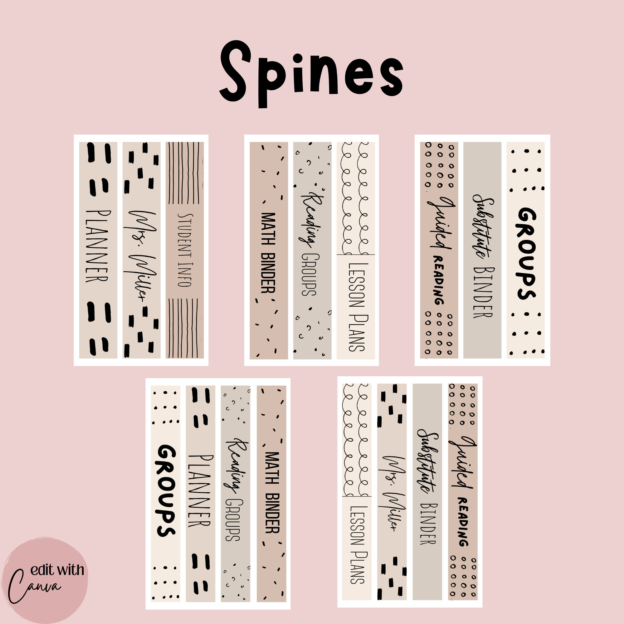 Editable Printable Neutral Binder Covers for Classroom and School Decor ...