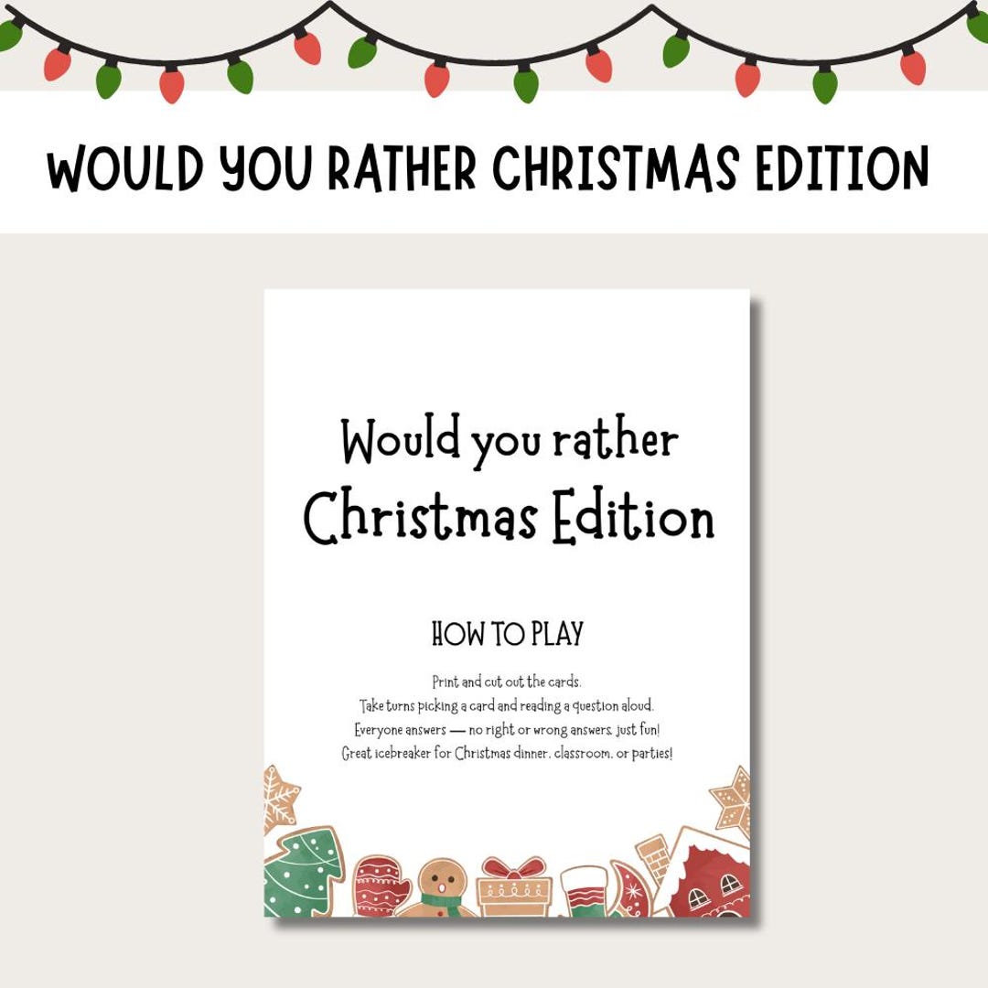 Christmas Would You Rather Cards • Holiday Party Game (digital Download ...