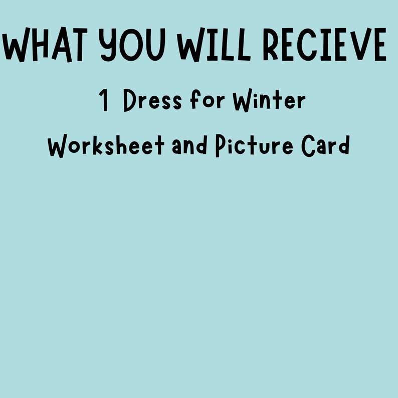 Dress for Winter Sorting Worksheet Winter (Download Now) - Etsy