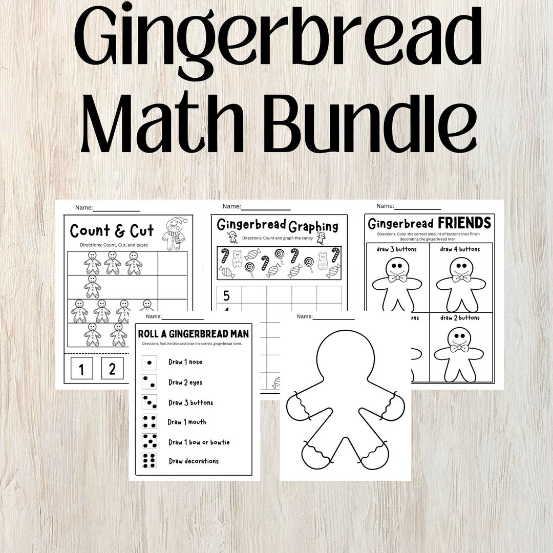 Gingerbread Math Bundle Prek Worksheets Kindergarten - Etsy