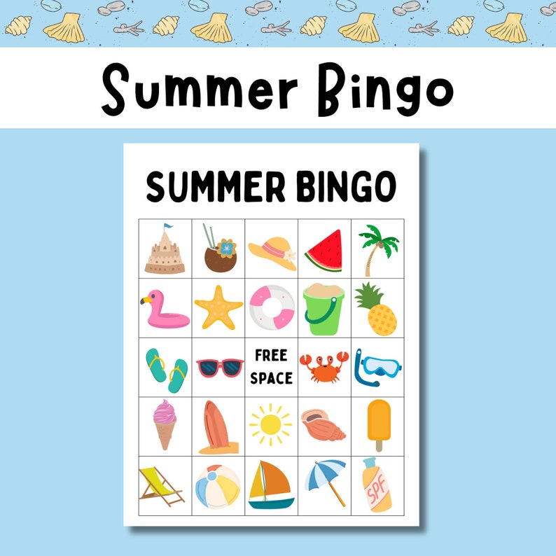 Printable Summer Bingo Cards - Fun Beach Games for Kids and Family ...