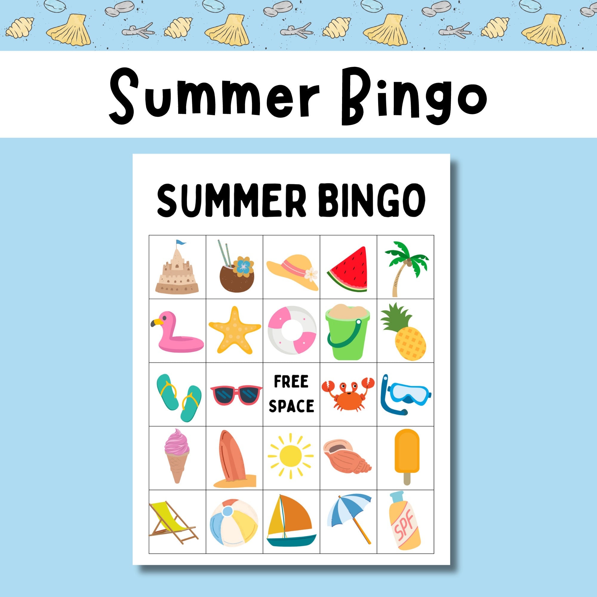 Printable Summer Bingo Cards - Fun Beach Games for Kids and Family ...