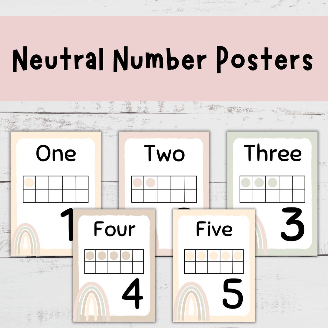 Educational Neutral Classroom Number Posters for Homeschool and School ...
