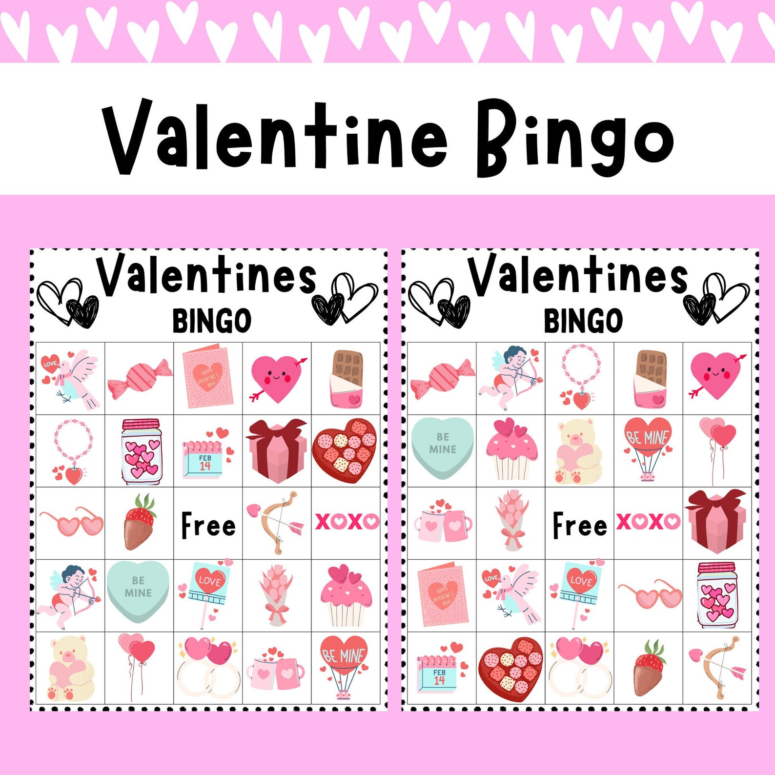 Printable Valentine's Bingo Game for Party Activities and Fun - Etsy