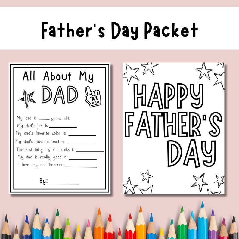 Father's Day Questionnaire Card: Kids Activity, Printable Keepsake ...