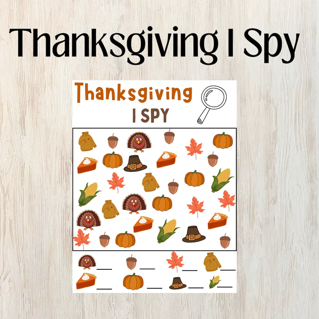 Thanksgiving I Spy Game Thanksgiving Game Printable Childs I - Etsy