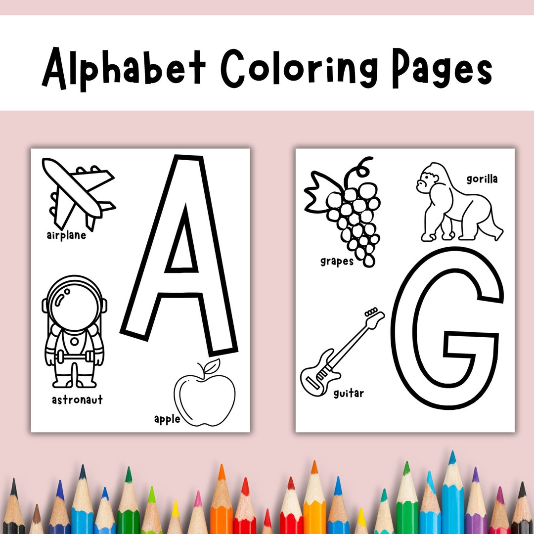 ABC Printable Coloring Pages for Kids - Digital Download Alphabet Book ...
