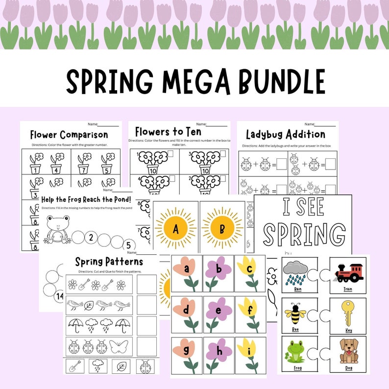 Spring Mega Bundle, Math Worksheets, Preschool Worksheets, Kindergarten ...