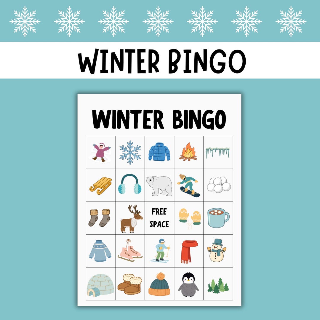 Winter Bingo Printable Cards for Kids | Snow Day Classroom Activity ...
