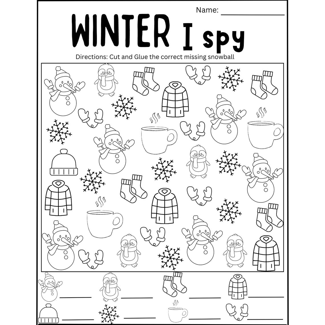 Winter I-spy Worksheet, Winter Worksheet, Preschool Worksheet, Digital ...