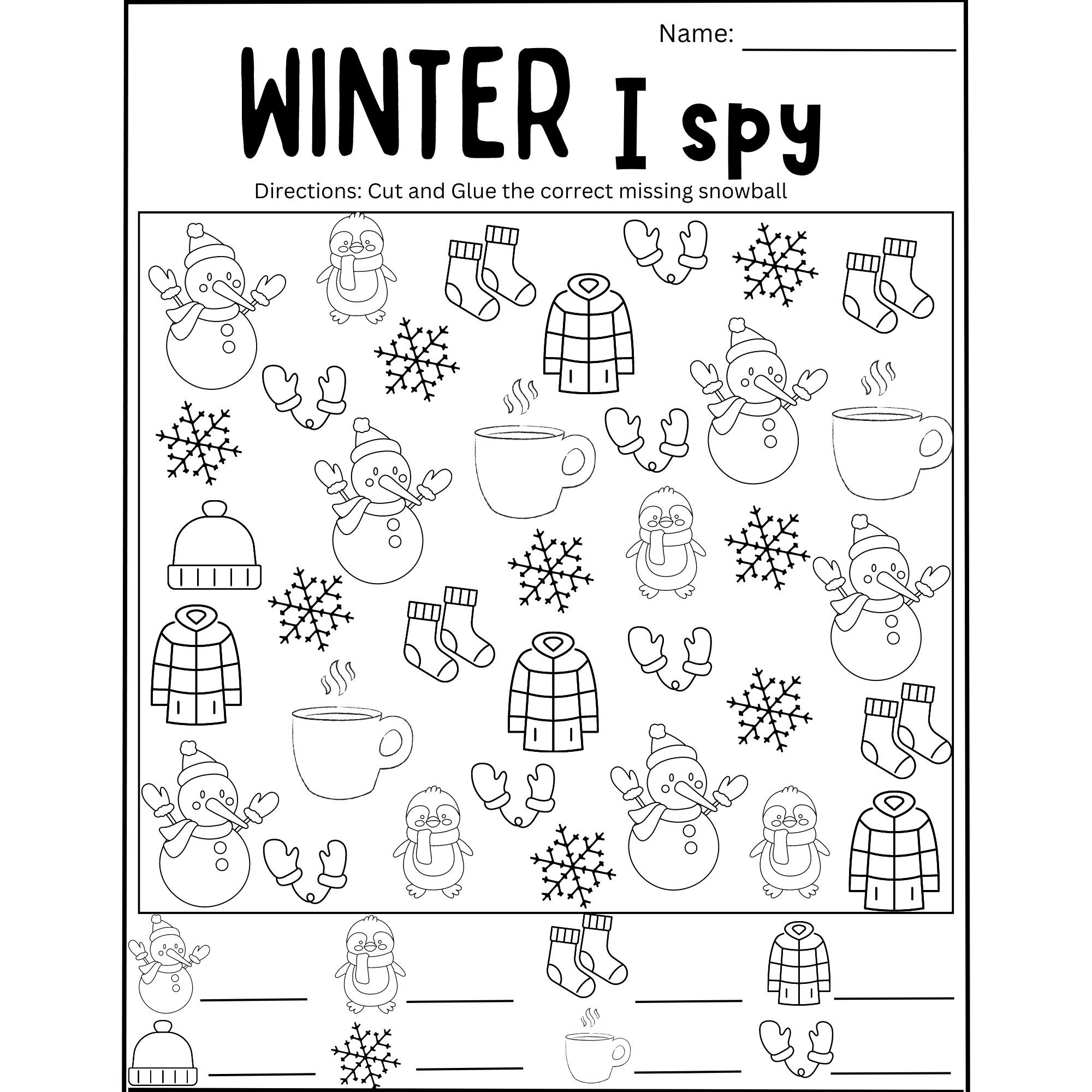 Winter I-spy Worksheet, Winter Worksheet, Preschool Worksheet, Digital ...