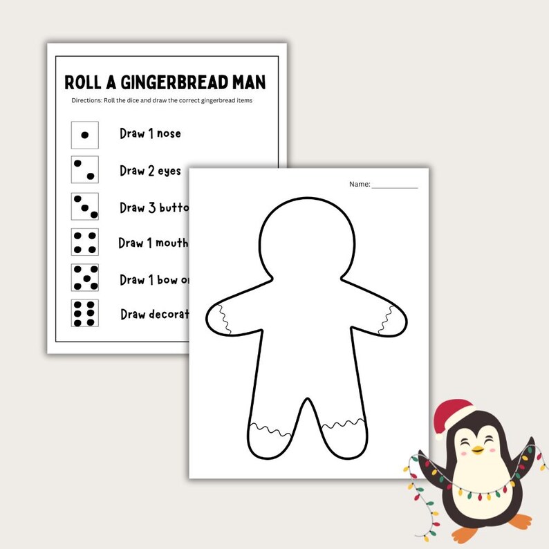 Roll a Gingerbread Man Game | Christmas Dice Activity | Printable ...